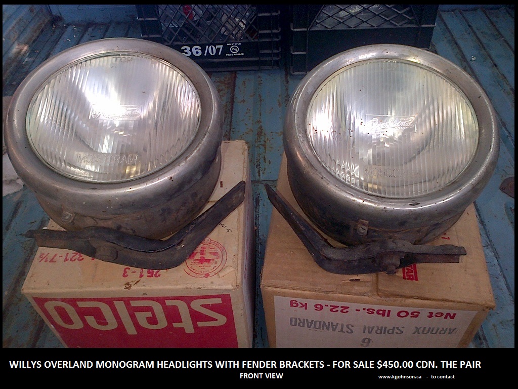 WILLYS OVERLAND MONOGRAM HEADLIGHTS FOR SALE | K.J. JOHNSON | DESIGN ...